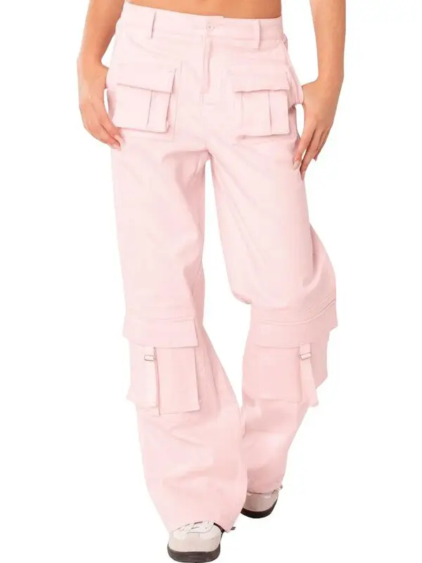 EDIKTED Joan Low Rise Cargo Pants - Light-pink