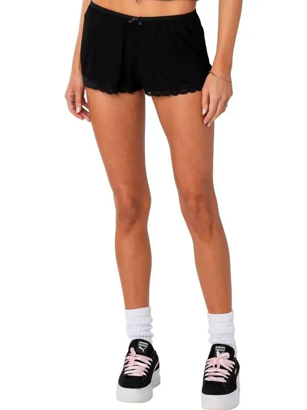 EDIKTED Carla Low Rise Micro Shorts - Black