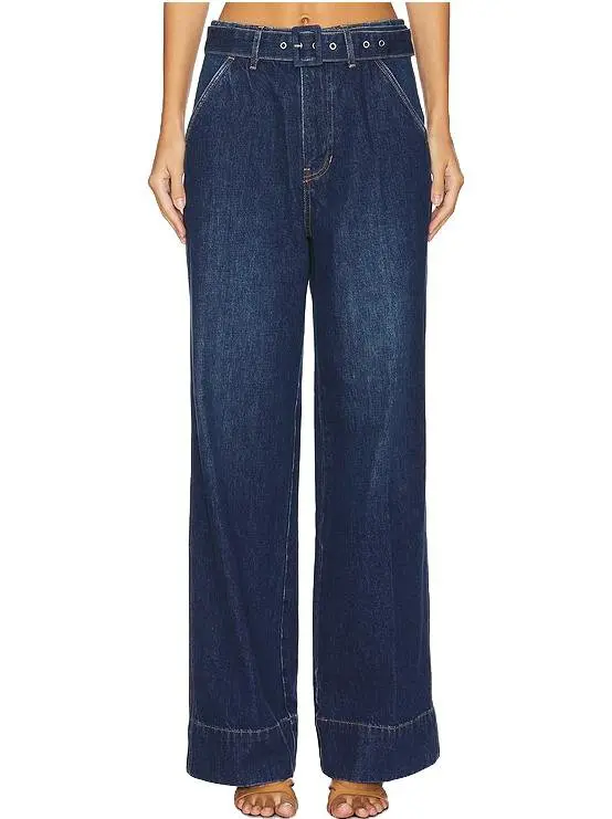 Veronica Beard Taylor High Rise Wide Leg Jeans - Dusted Oxford