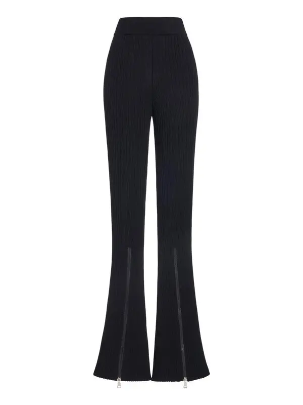 Moncler Zipped Flared-leg Knit Ski Pants - Black