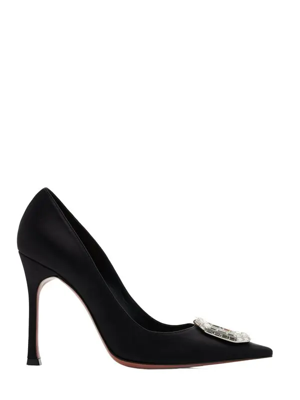 Amina Muaddi Camelia Satin Pumps - Black