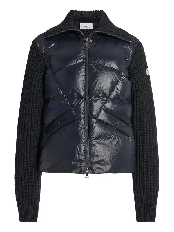 Moncler Nylon-trimmed Wool Cardigan - Black