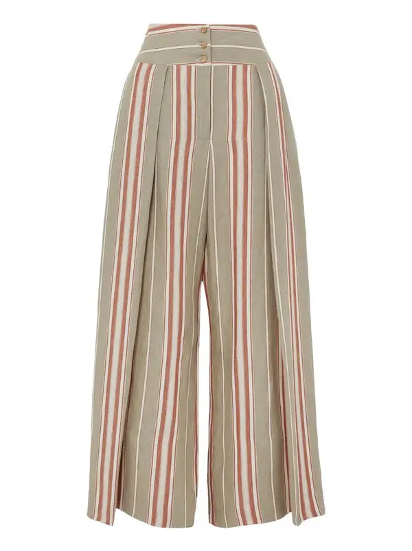 Loro Piana Notan Striped Linen Wide-leg Pants - Orange