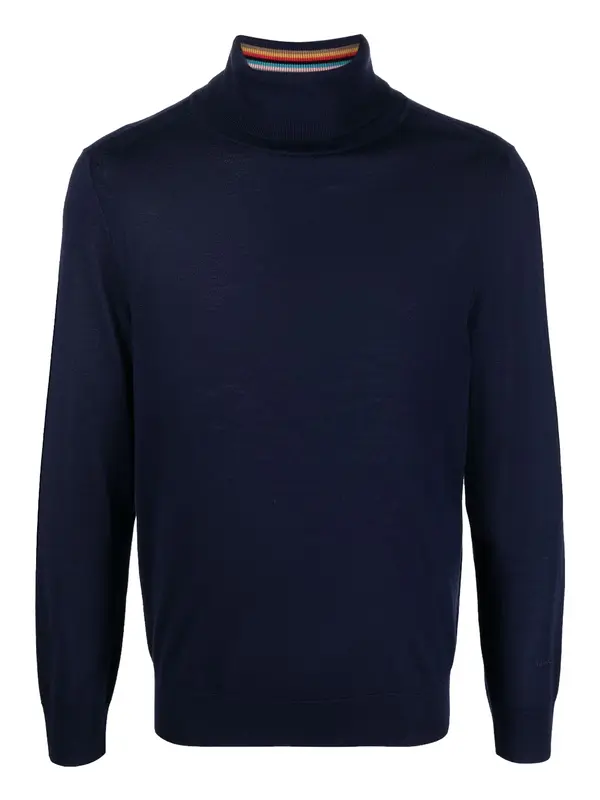 Paul Smith High-neck Merino-wool Jumper - Blue