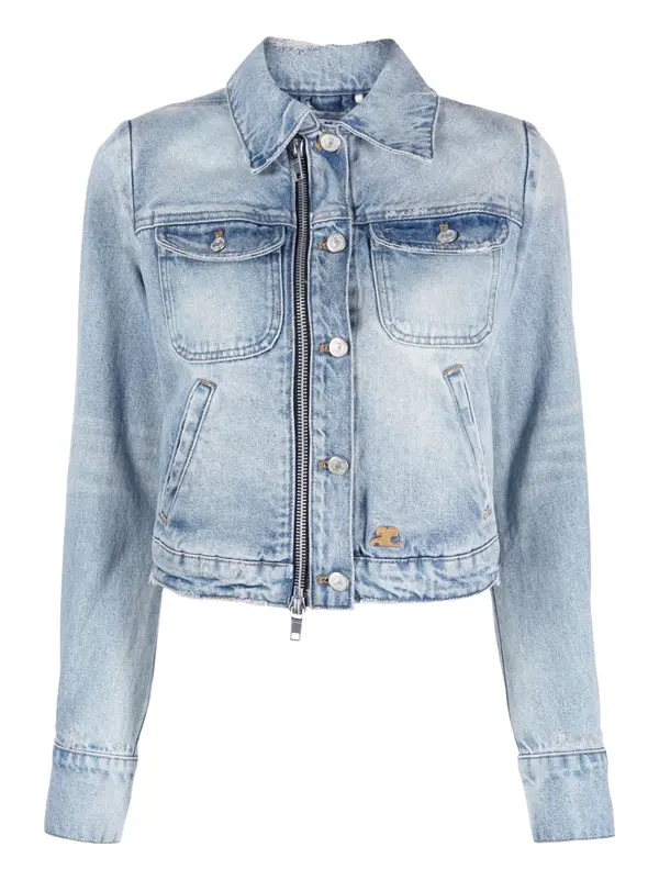 COURREGES Zip-up Denim Jacket - Blue