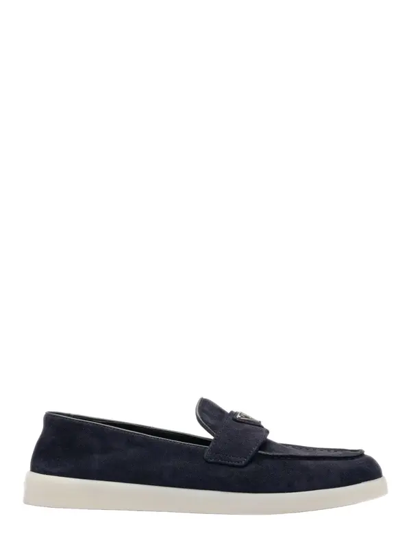 Prada Triangle-logo Suede Loafers - Blue
