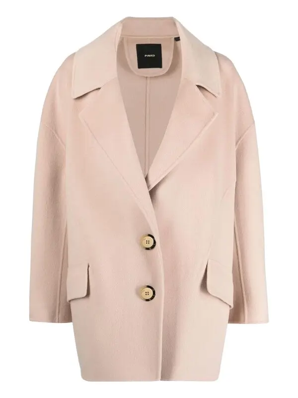 Pinko Single-breasted Wool Coat - Neutrals