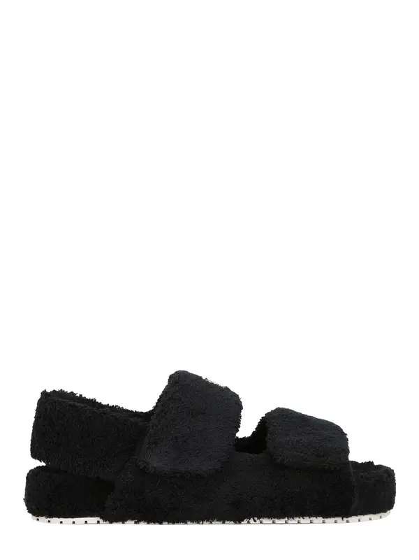 Dolce & Gabbana Logo-plaque Terrycloth-effect Sandals - Black