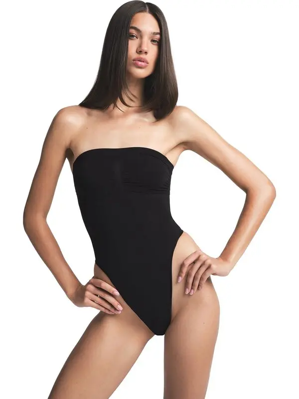 SKIMS Seamless Sculpt Strapless Thong Bodysuit - Onyx
