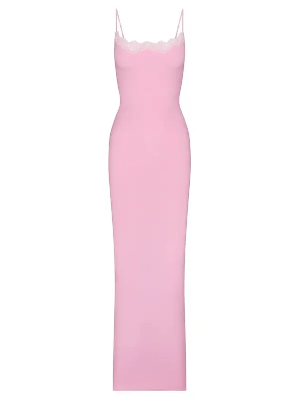 SKIMS Fits Everybody Lace Long Slip Dress - Bubble Gum Tonal