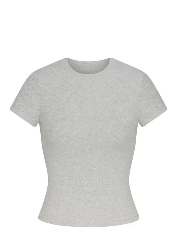 SKIMS Cotton Rib T-shirt - Light Heather Grey