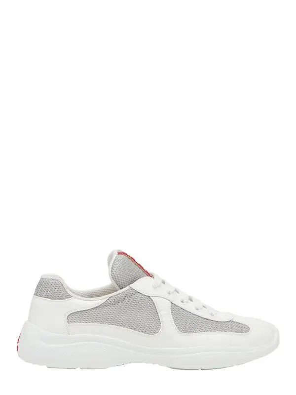 Prada America's Cup Vernice Patent Runner Sneakers - White/silver