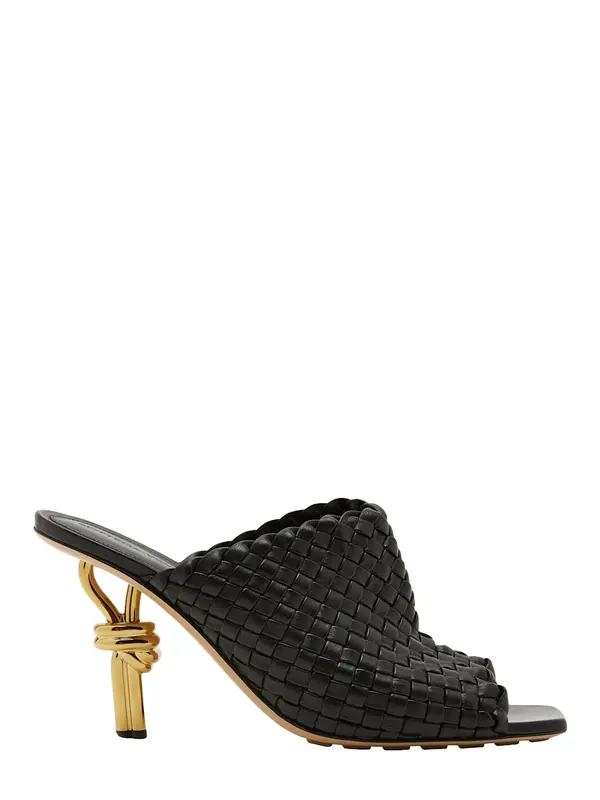 Bottega Veneta 90mm Mini Weave Knot Mule Sandals - Black 1000