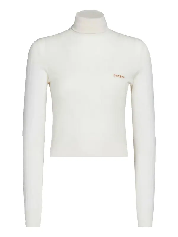 Marni Logo-embroidered Ribbed Jumper - White