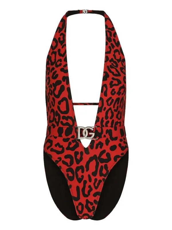 Dolce & Gabbana Leopard-print One-piece - Red