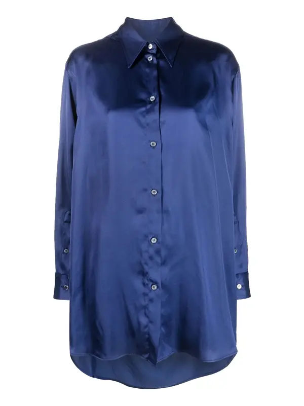 MAISON MARGIELA Oversized Cut-out Satin Shirt - Blue