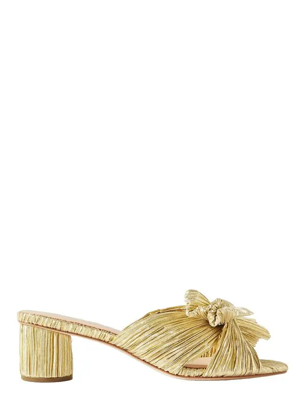 LOEFFLER RANDALL Emilia Plissé-lamé Mules - Gold