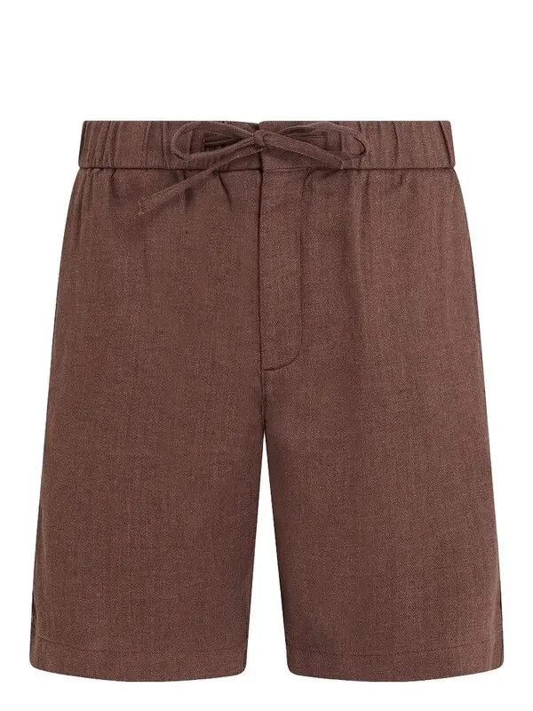 Frescobol Carioca Filipe Linen And Cotton-blend Twill Drawstring Shorts - Brown