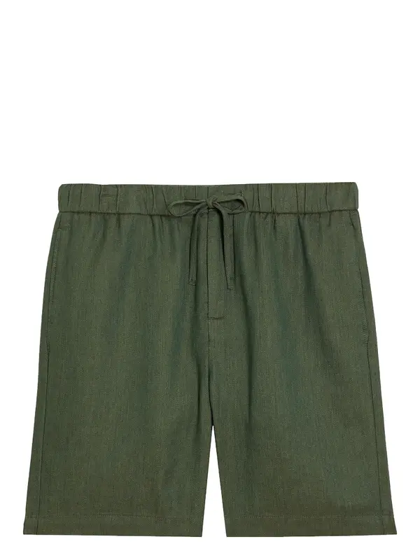 Frescobol Carioca Felipe Linen-cotton Blend Shorts - Forest Green
