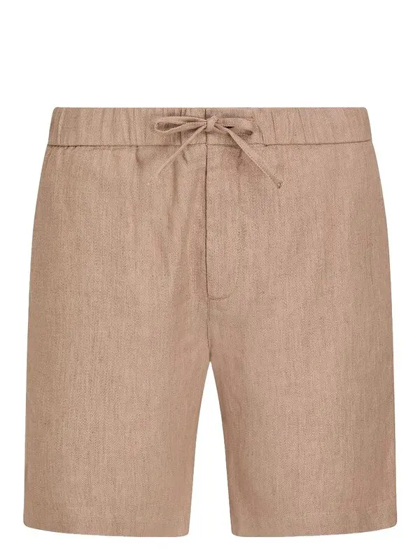 Frescobol Carioca Filipe Linen And Cotton-blend Twill Drawstring Shorts - Taupe