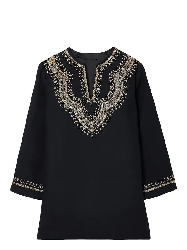 NILI LOTAN Karine Embroidered Tunic - Black