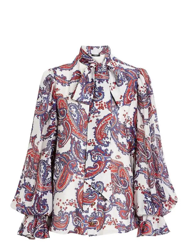 Balmain Paisley-print Silk-voile Blouse - Blue