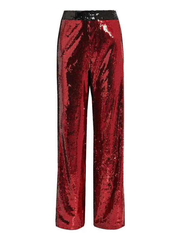 Balmain Embellished Tulle Wide-leg Pants - Red