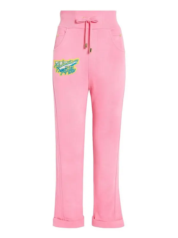 Balmain Appliquéd Cotton-terry Track Pants - Pink