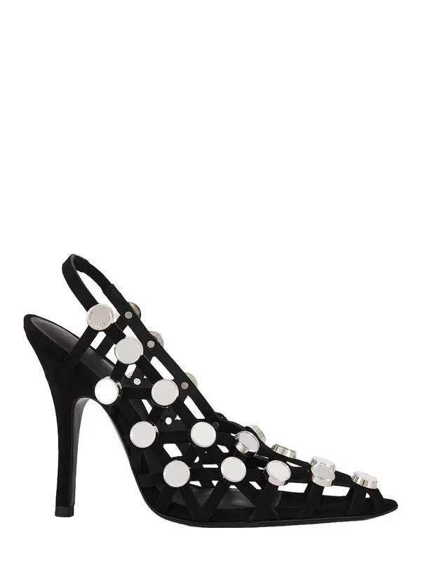 Attico Grid Slingback Pumps - Black