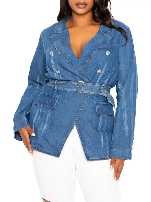 BUXOM COUTURE Double-breasted Jacket - Denim