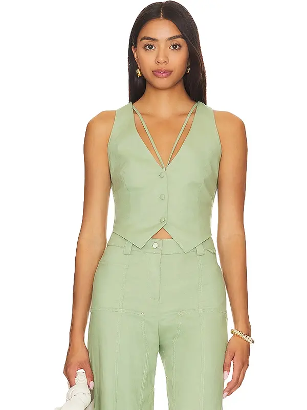 CAMILA COELHO Matilde Vest - Sage Green