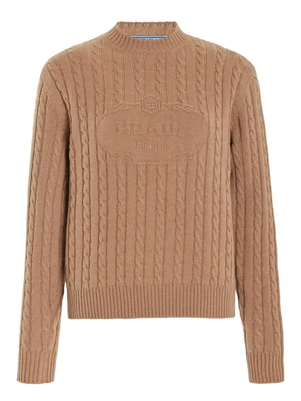 Prada Logo Cashmere Sweater - Neutral
