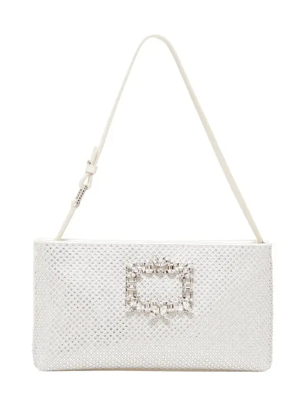 ROGER VIVIER Nightlilly Crystal Mesh Clutch - Silver
