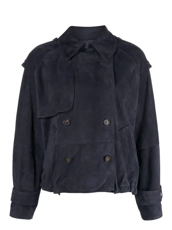 Brunello Cucinelli Monilli-detail Suede Jacket - Blue
