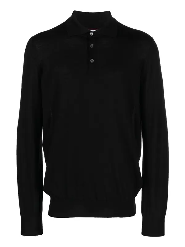 Brunello Cucinelli Long-sleeve Virgin Wool Polo Shirt - Black