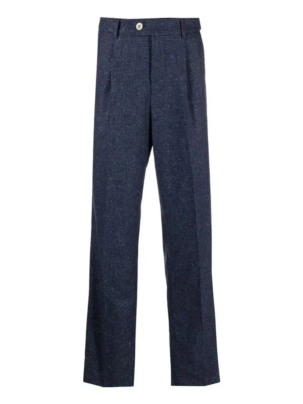 Brunello Cucinelli Dart-detailored Tweed Tailored Trousers - Blue
