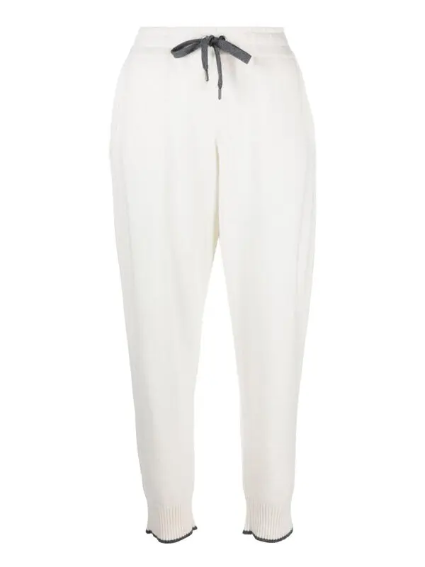 Brunello Cucinelli Tapered-leg Cashmere Track Pants - White