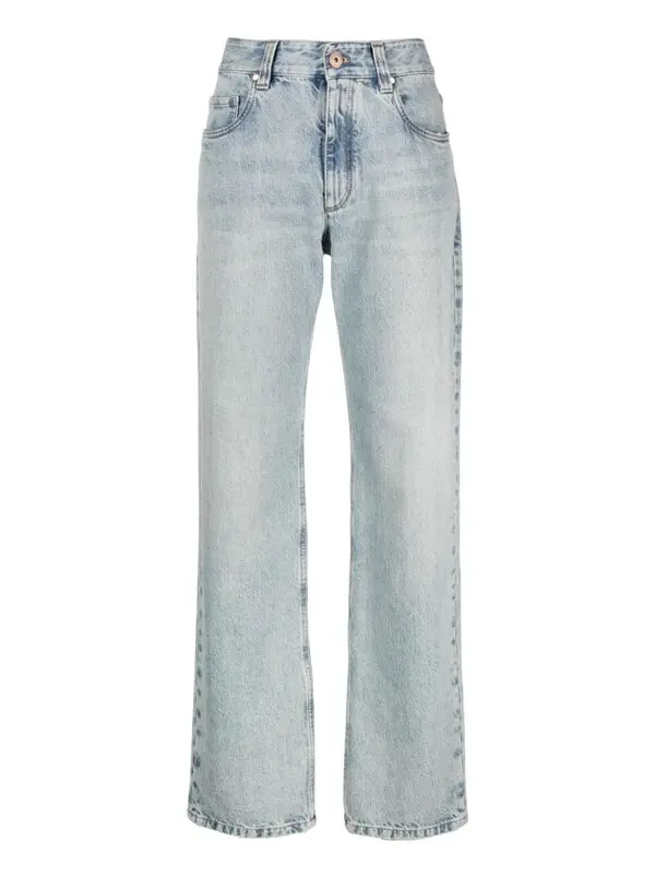 Brunello Cucinelli Straight Leg Stonewashed Jeans - Blue