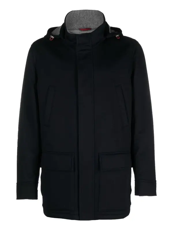Brunello Cucinelli Padded Coat With Detachable Hood - Blue