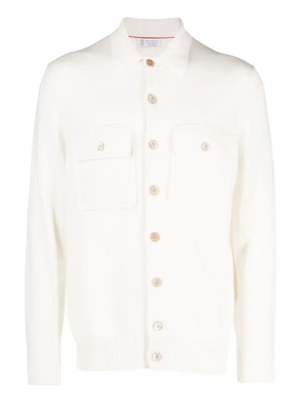 Brunello Cucinelli Fine-knit Cashmere Cardigan - White