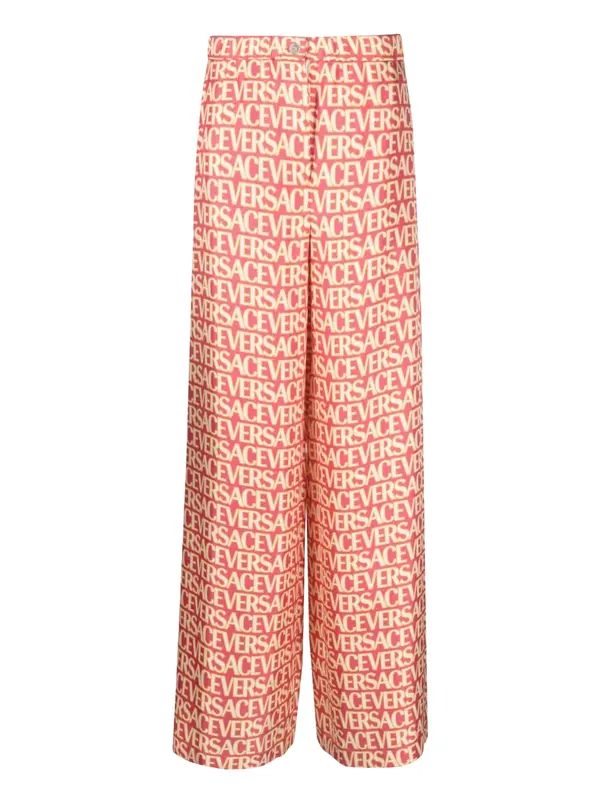 Versace Allover Silk Trousers - Pink