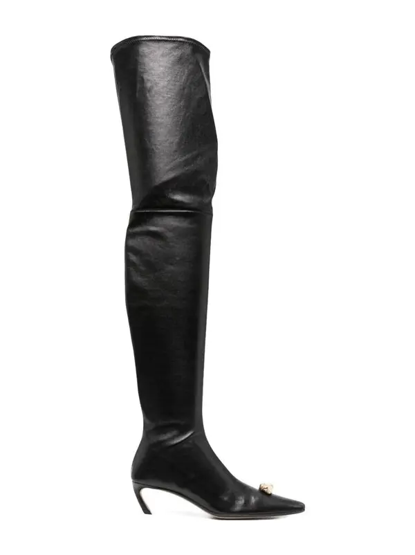 LANVIN Swing Crystal-embellished Thigh-high Boots - Black