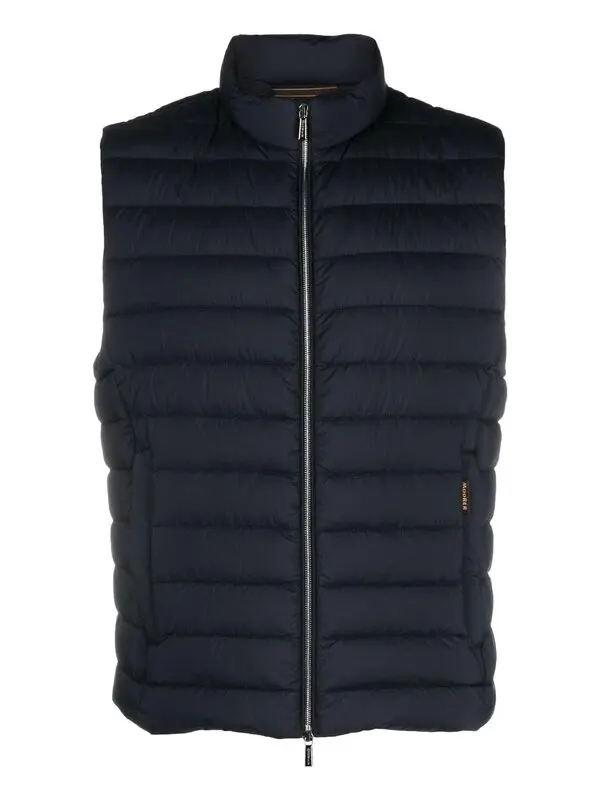 MOORER Quilted Zipped Gilet - Blue