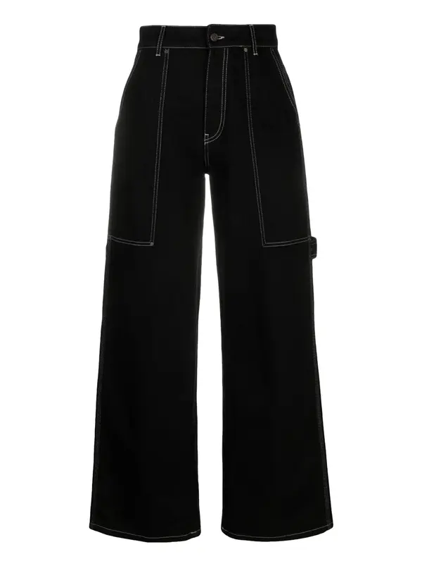 Stella McCartney Contrasting Stitching Wide-leg Jeans - Black