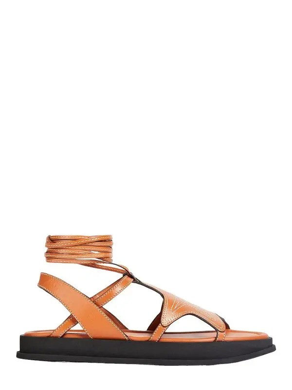 Zimmermann Topstitched Leather Sandals - Tan
