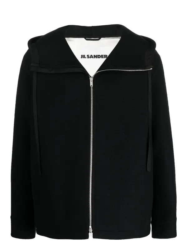 JIL SANDER Virgin-wool Hooded Jacket - Black