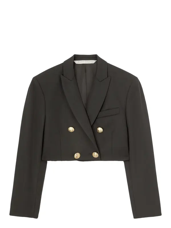 Palm Angels Cropped Double-breasted Blazer - Black