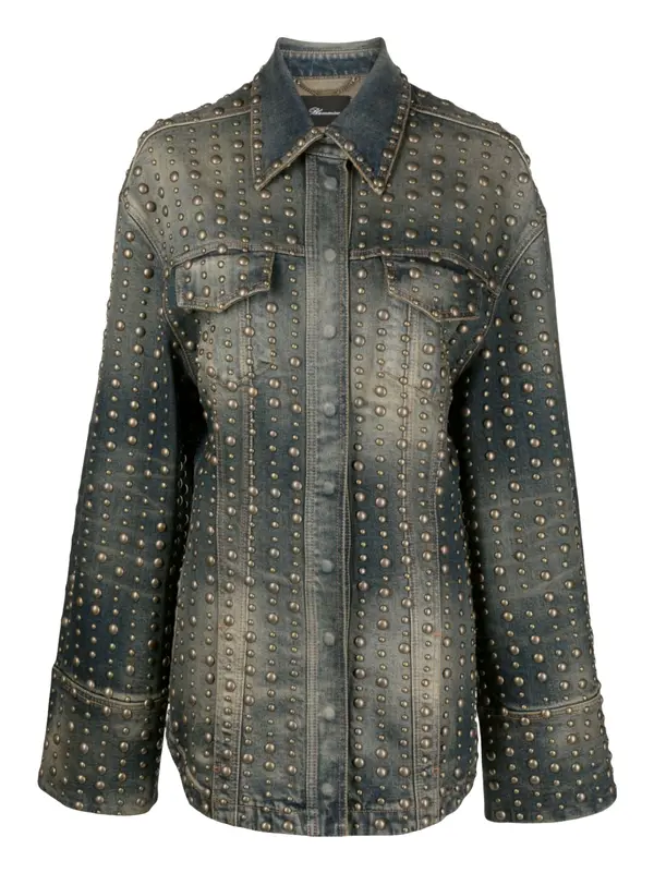 Blumarine Stud-design Denim Jacket - Blue