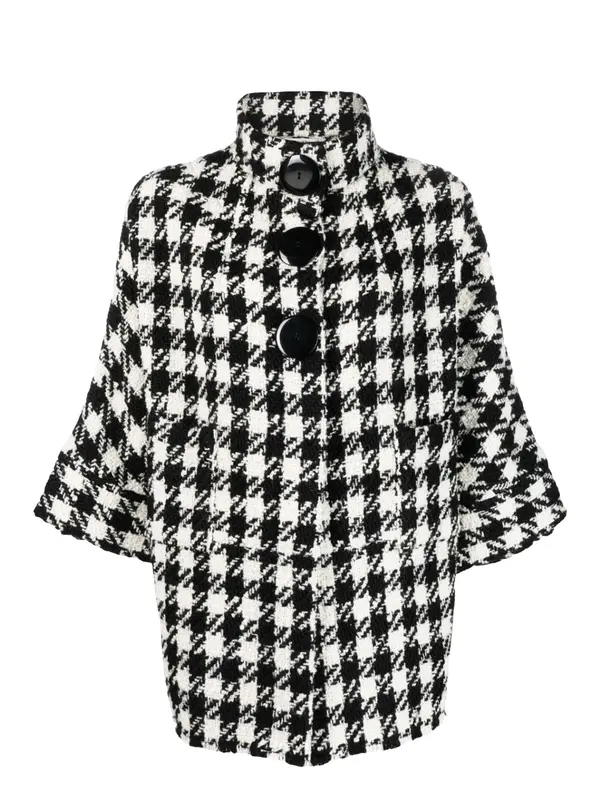 CHARLOTT Check-pattern Crop-sleeve Jacket - Black