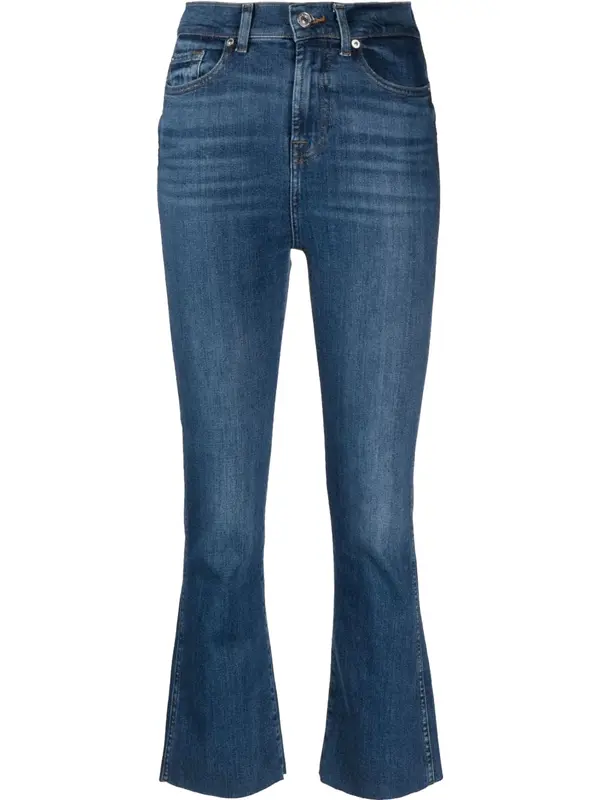 7 For All Mankind High-waisted Cropped Jeans - Blue